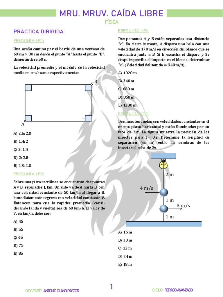 Practica PDF PD - S2RAF. MRU. MRUV. CAÍDA LIBRE | PDF | Velocidad | Mecánica