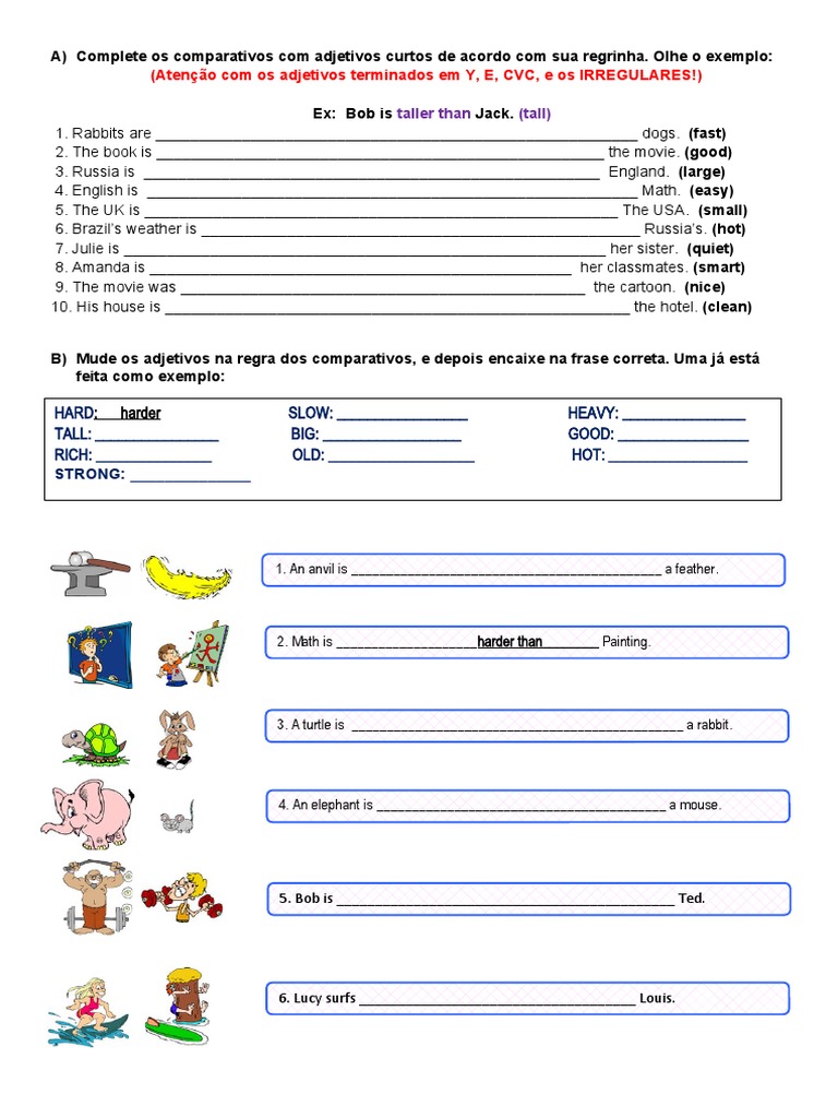 Short Adjective Comparisons Exercise | PDF