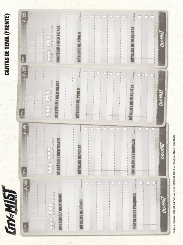 Cartas Temas City of Mist | PDF