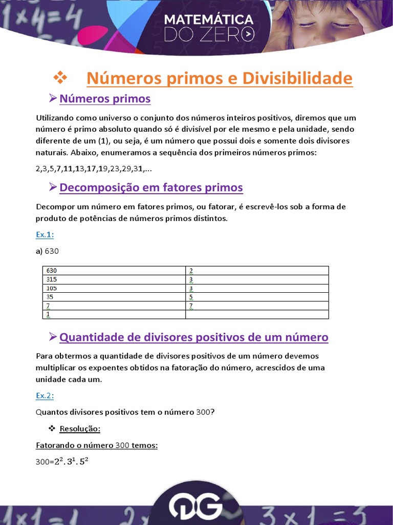 Números Primos e Divisibilidade | PDF | Divisão (Matemática) | Objetos ...