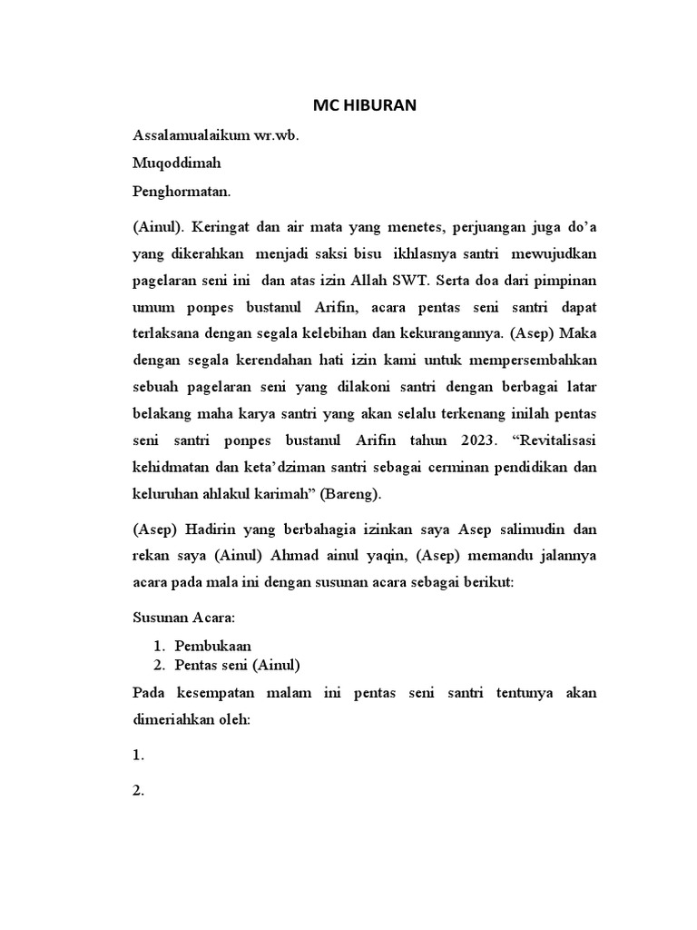 Pentas Seni Santri Ponpes 2023 | PDF | Seni | Puisi