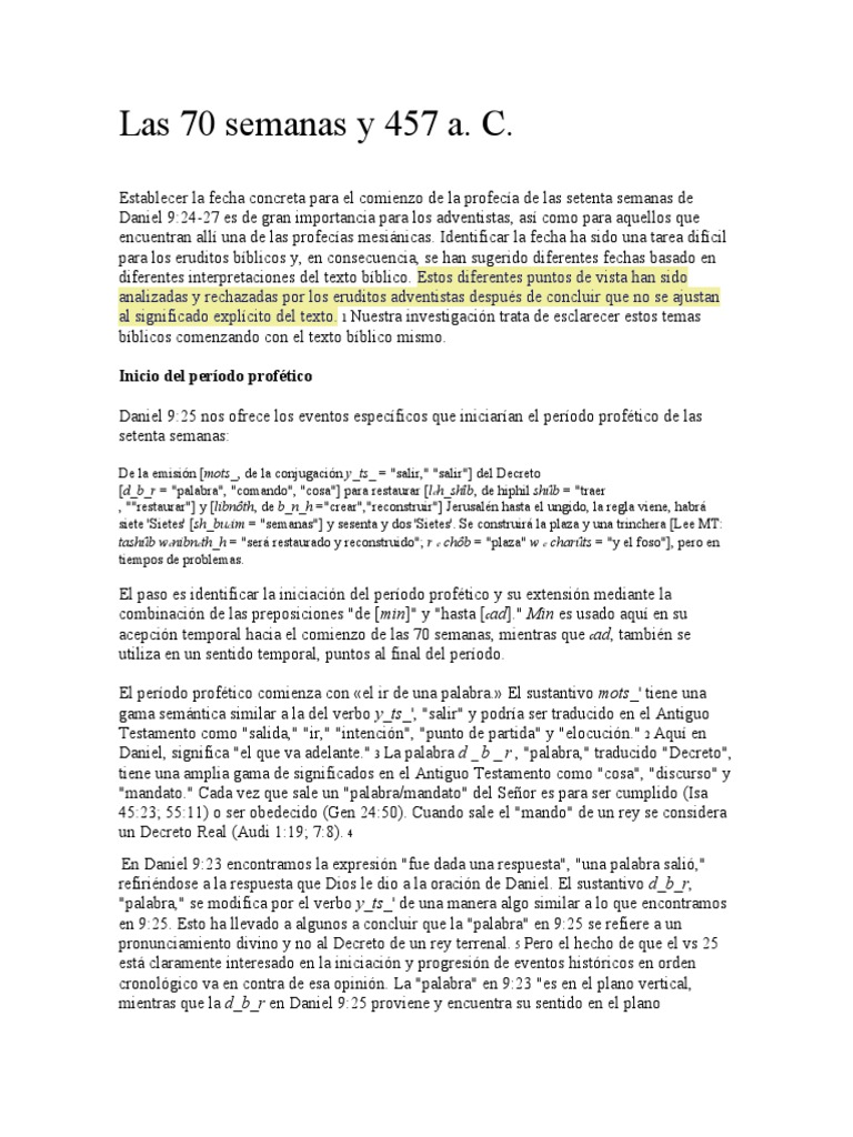 Las 70 Semanas y 457 A | PDF | Ezra | Templo en jerusalén