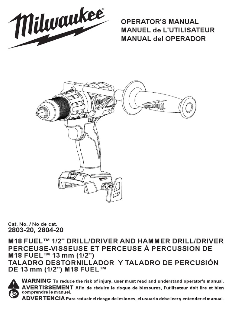 Milwaukee M18 | PDF | Drilling | Drill