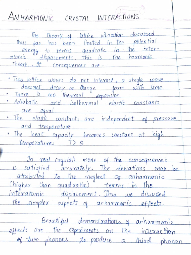 Anharmonic Crystal Interactions | PDF | Phonon | Classical Mechanics