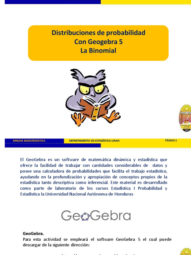 Geogebra Distribución BINOMIAL (MM241) | PDF | Estadísticas | Agua