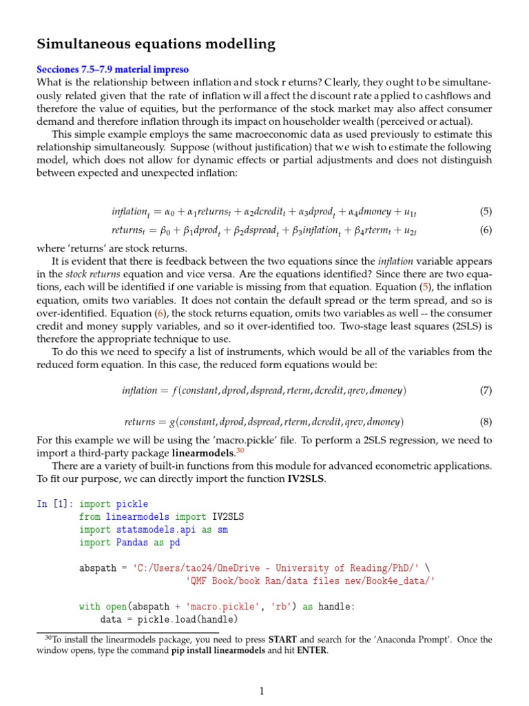 Simultaneous Equations Modelling in Python | PDF | Akaike Information Criterion | Vector ...