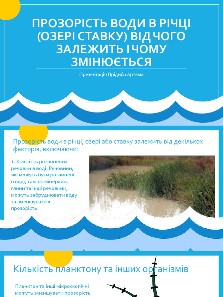 прозорість води в річці озері ставку Прідиба Pdf