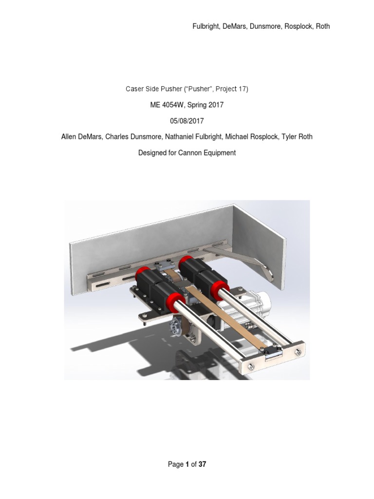 PUSHER Design Report | PDF | Belt (Mechanical) | Actuator