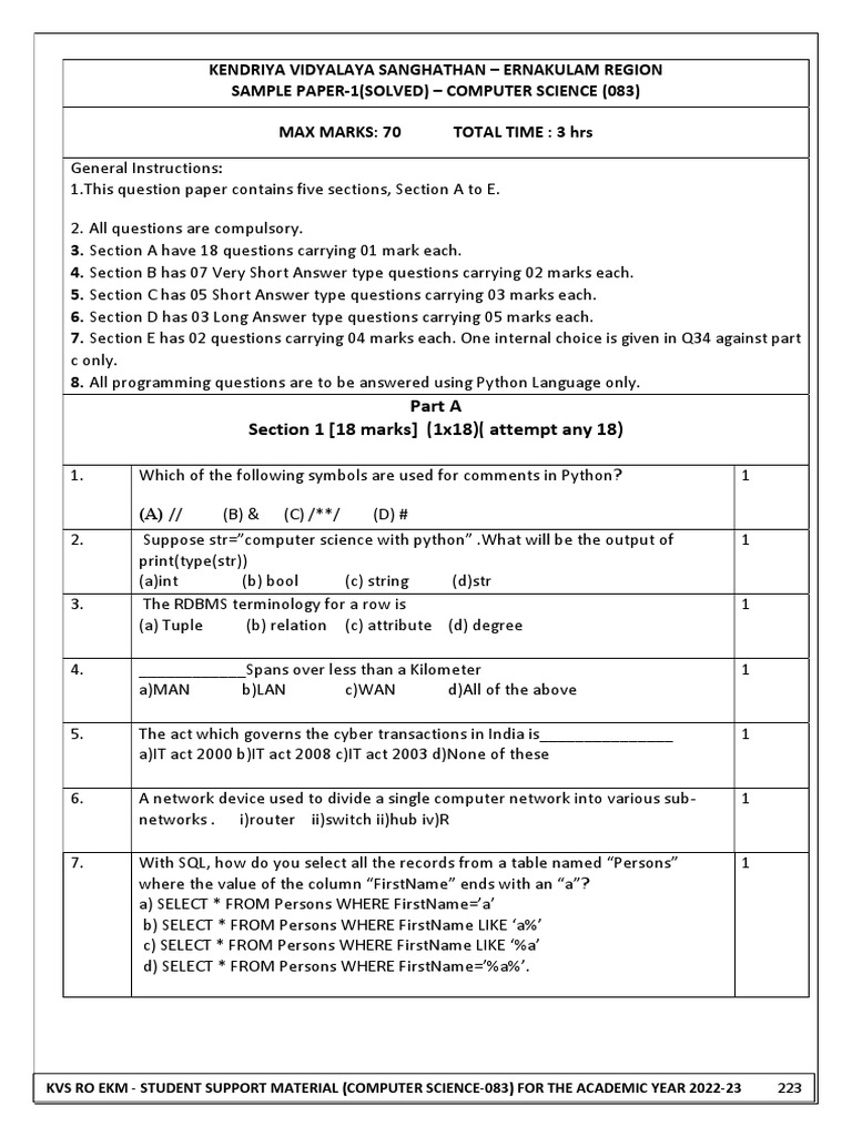 Sample Papers 230-311 PDF | PDF | Databases | Argument