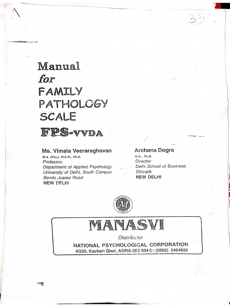 Family Pathology Scale FPS MANUAL | PDF