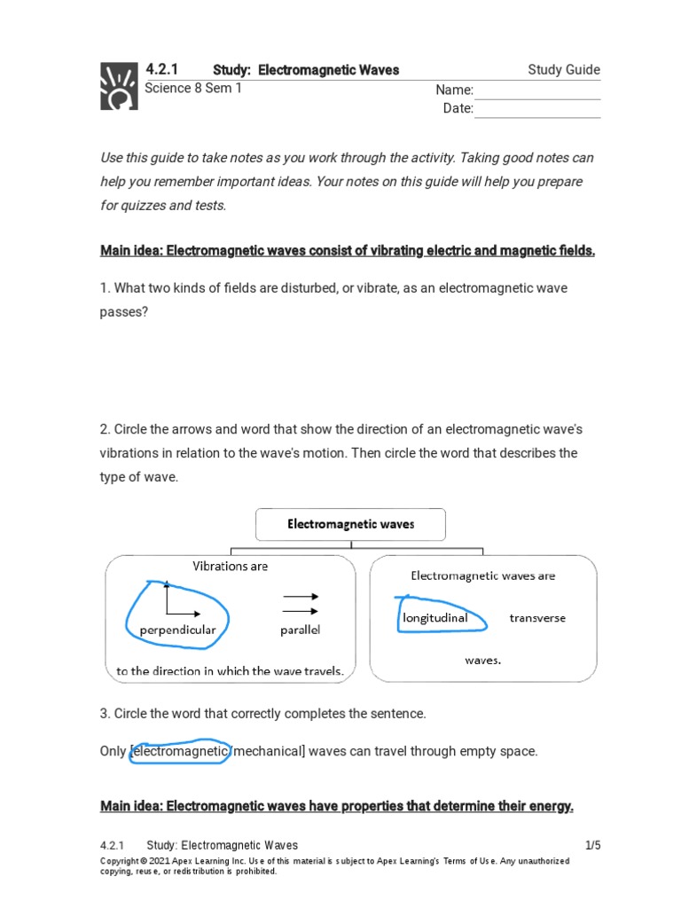 4.2.1 Study - Electromagnetic Waves (Study Guide) | PDF | Waves | Electromagnetic Radiation
