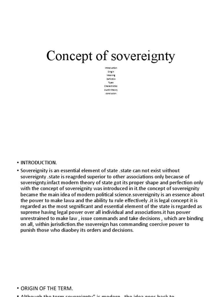 Concept of Sovereignty | PDF | Sovereignty | Sovereign State