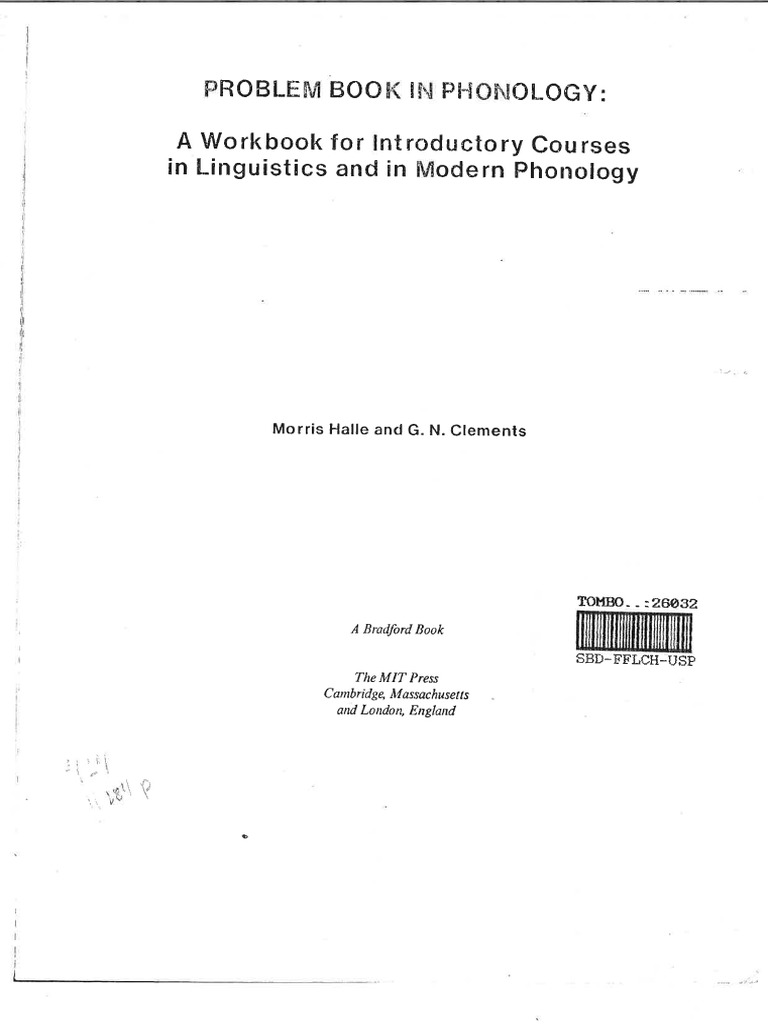 (First Edition) Morris Halle and George N. Clements - Problem Book in Phonology PDF | PDF