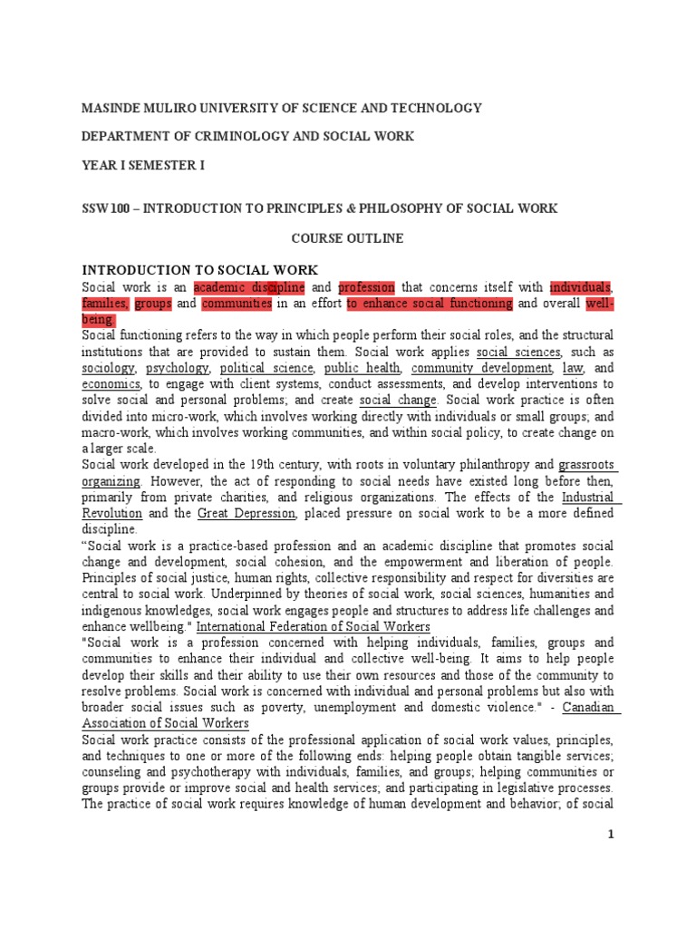 Well Updated SSW 100 2020 Notes PDF | PDF | Social Work | Confidentiality