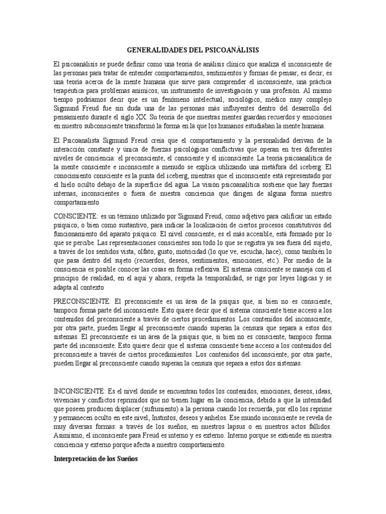 Introducción al Psicoanálisis | PDF | Psicoanálisis | Mente inconsciente