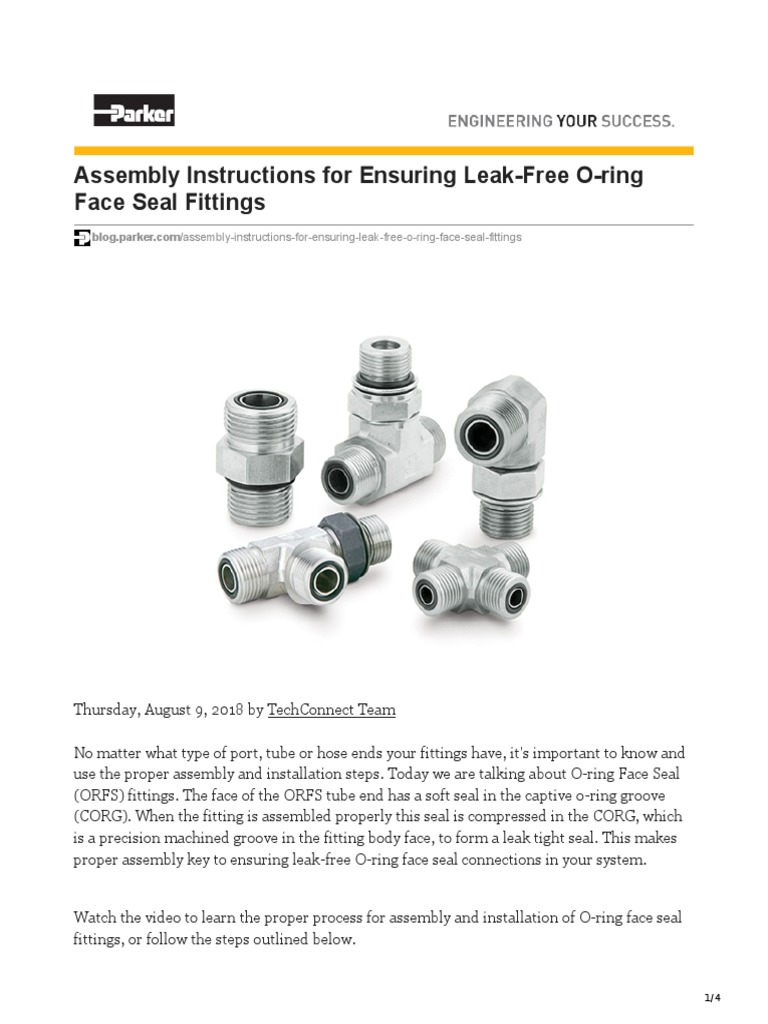 Assembly Instructions For Ensuring Leak-Free O-Ring Face Seal Fittings | PDF | Pipe (Fluid ...