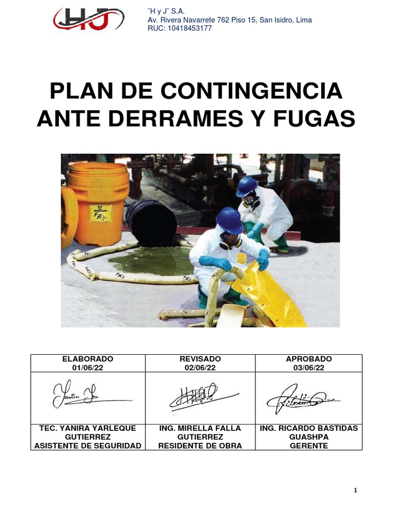 PLAN DE CONTINGENCIA ANTE DERRAMES Y FUGAS tr2 | PDF | Agua | Reanimación cardiopulmonar
