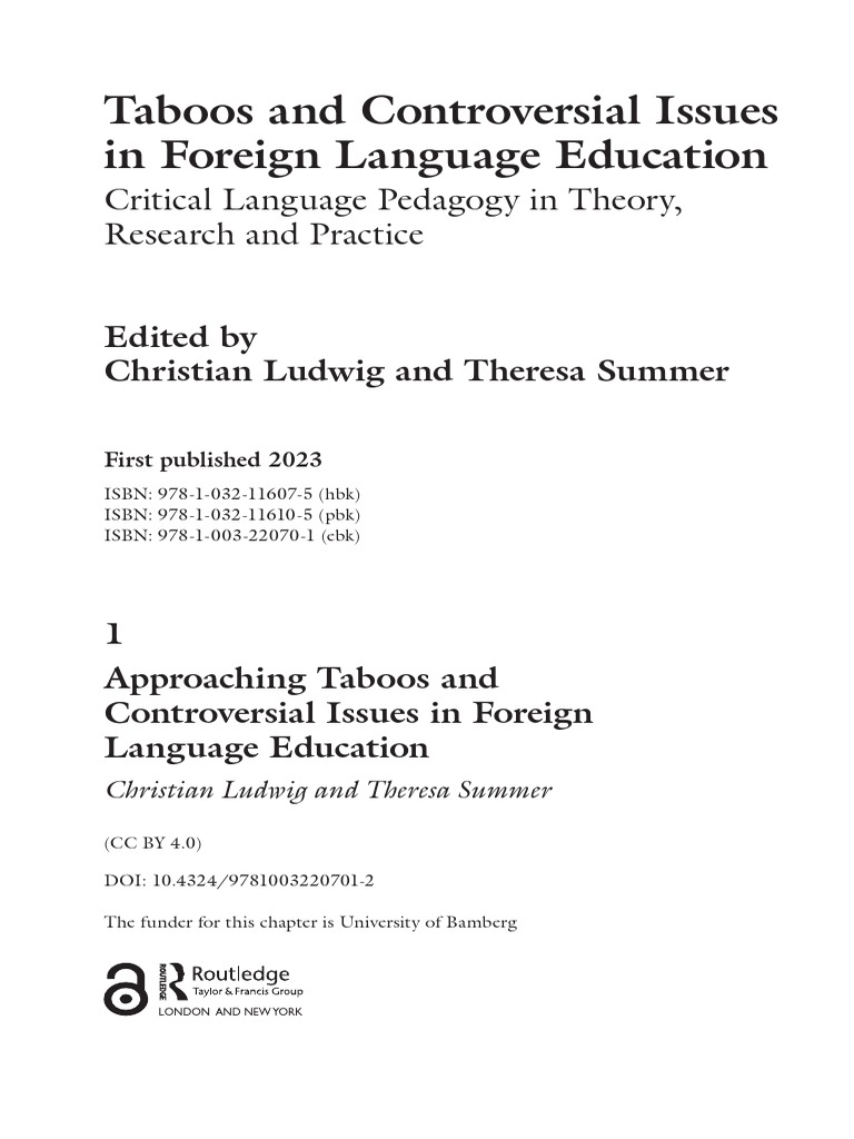 Taboos and Controversial Issues in Foreign Language Education | PDF | Pedagogy | Teachers