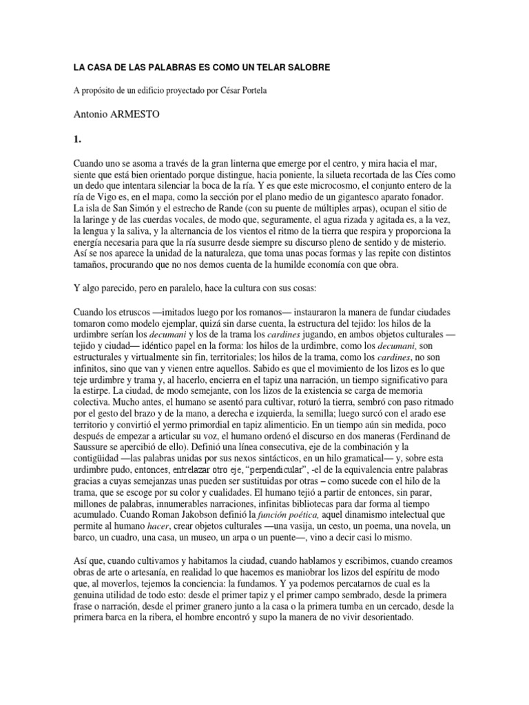 La Casa de Las Palabras Es Como Un Telar Salobre | PDF | Naturaleza | Telar