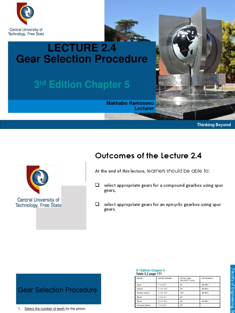 Spur Gear Selection Procedure Guide | PDF | Gear | Classical Mechanics