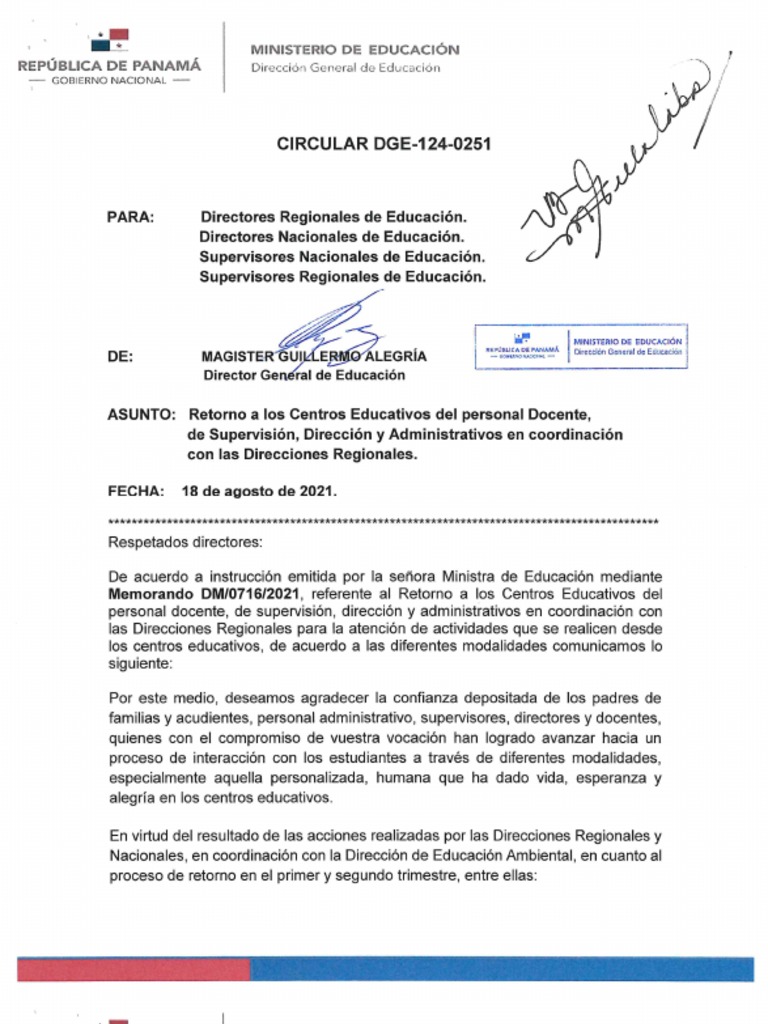 Circular Dge-124-0251 y Memorando | PDF