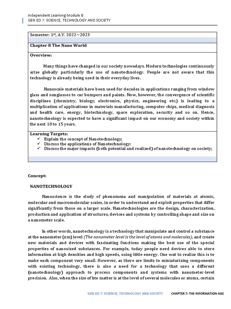 Ilm 8 - Chapter 8 PDF | PDF | Nanotechnology | Nanoparticle