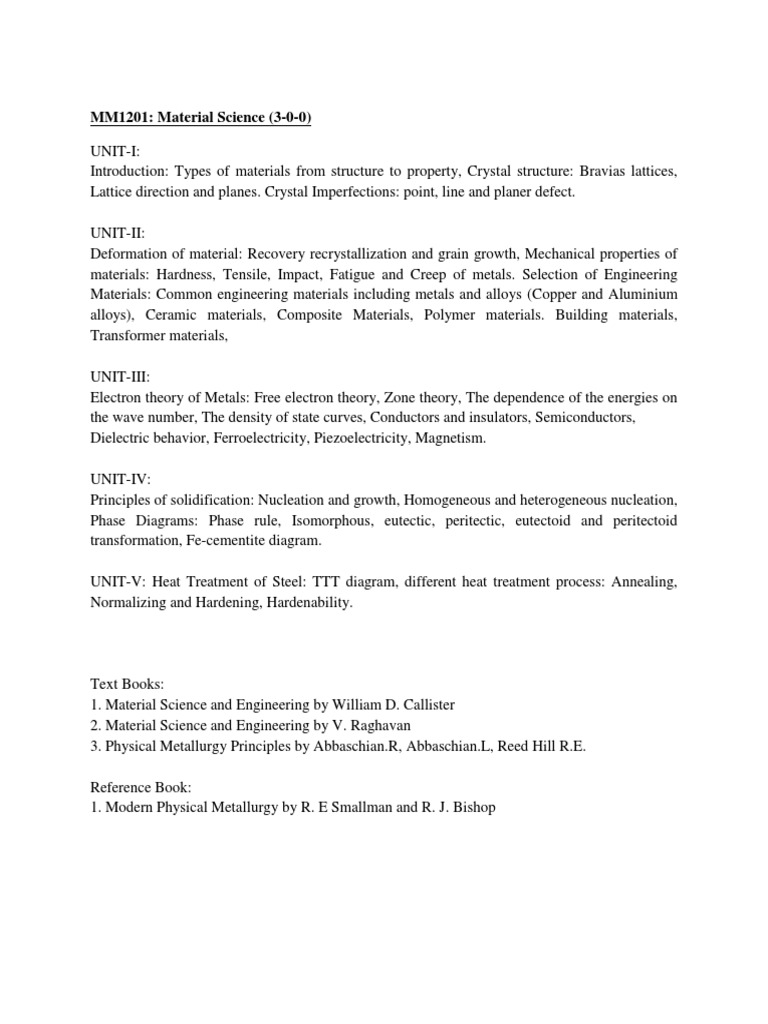 Materials Science Syllabus PDF | PDF