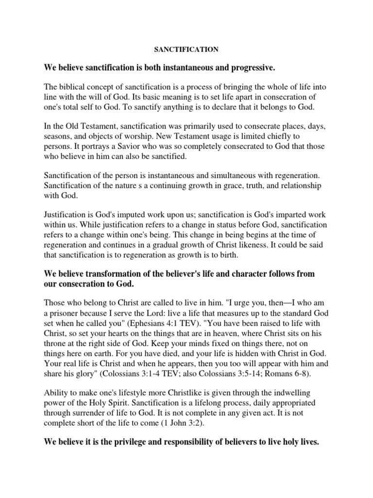 Sanctification Pdf Sanctification Christian Theological Movements