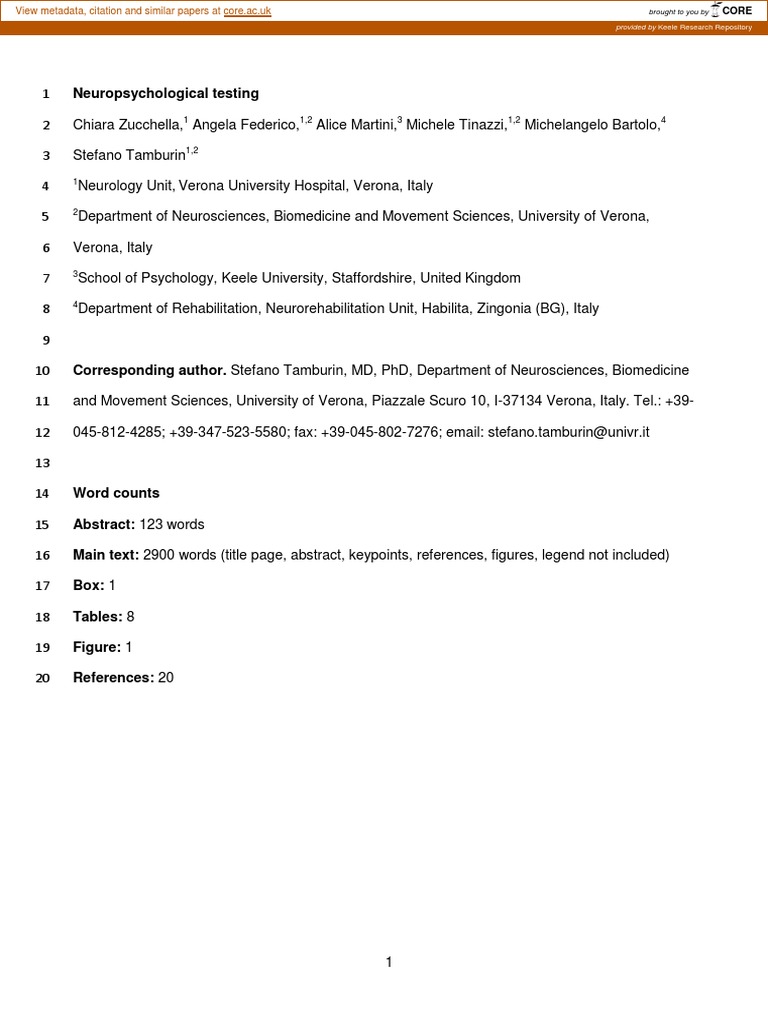 Neuropsychological Testing in Neurology | PDF | Memory | Wechsler Adult ...