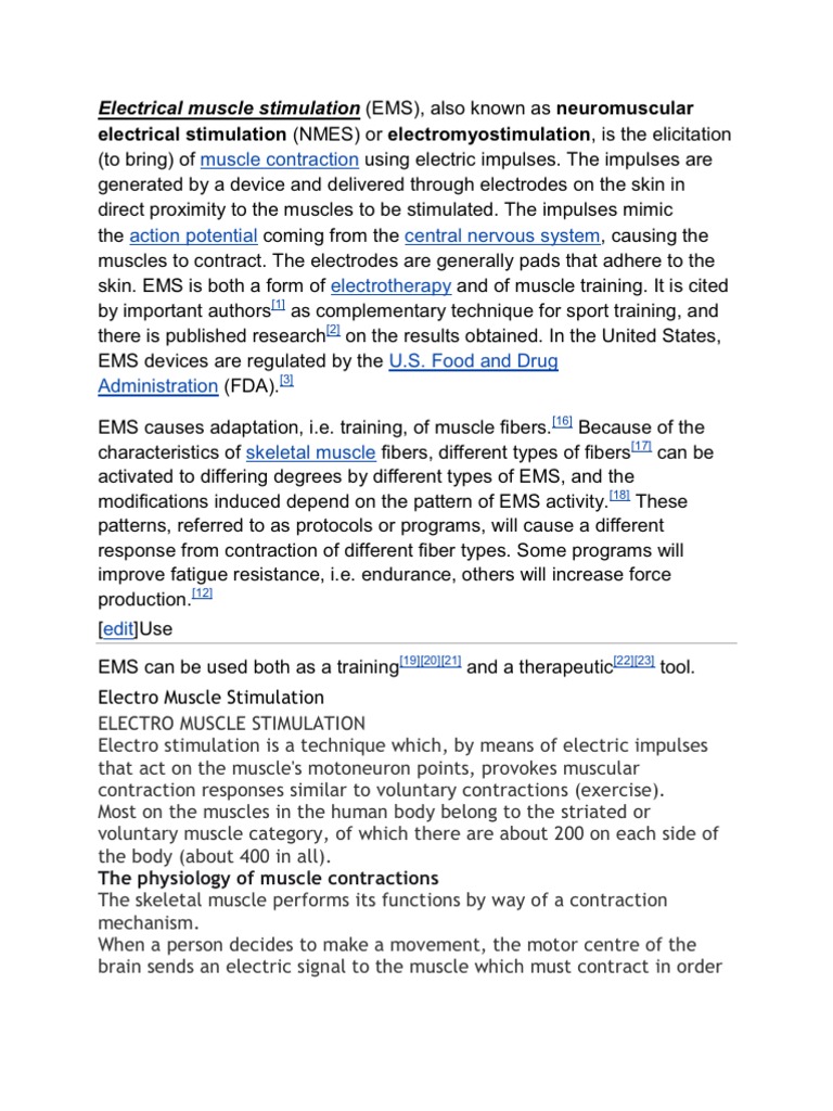 Electrical Muscle Stimulation | PDF | Muscle Contraction ...