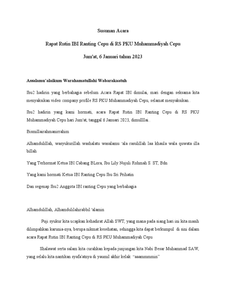 Susunan Acara Rapat IBI 2023 WPS Office | PDF | Kajian Bahasa Asing