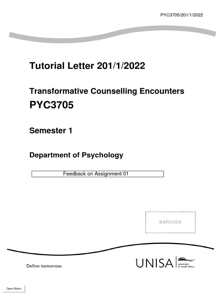 Feedback Semester 1 Assignment 1 2022 PDF | PDF | Counseling Psychology | Feeling