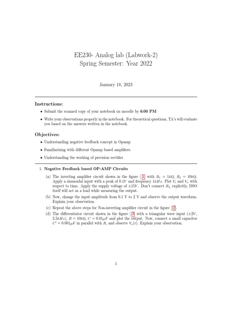EE230 Analog Lab 2 | PDF | Rectifier | Amplifier EE230 Analog Lab 2 | PDF | Rectifier | Amplifier