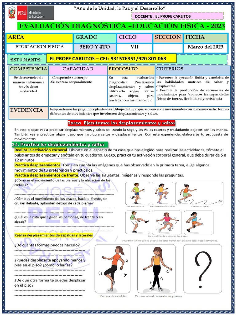 Evaluacion Diagnostica - 3ero y 4to Grado-Educacion Fisica - 00001 | PDF
