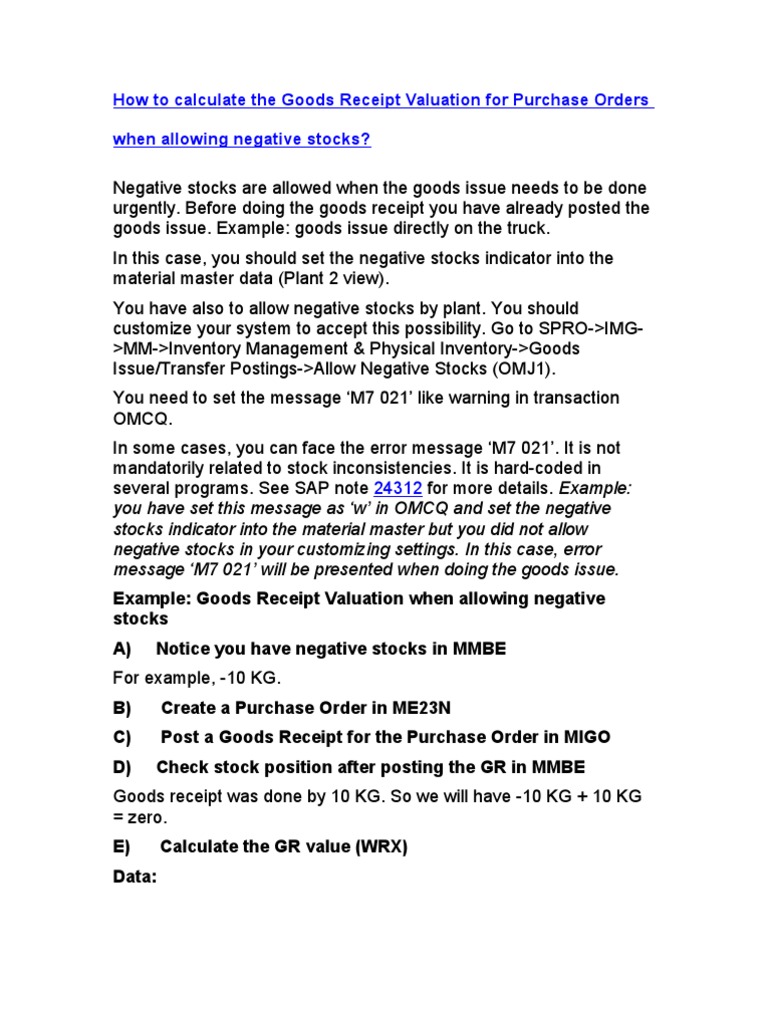 Negative Stocks | PDF