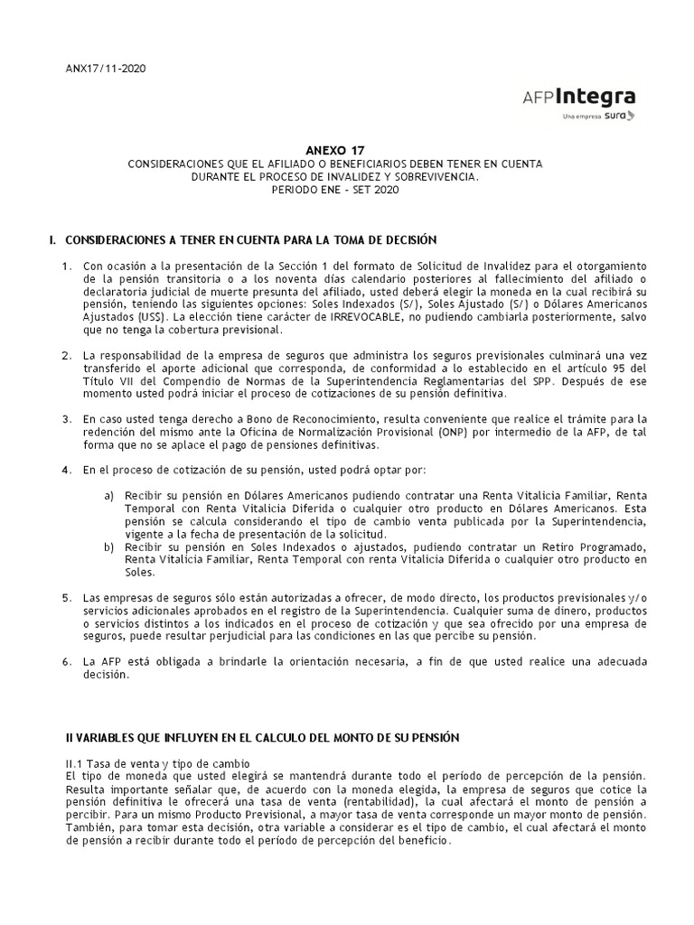 Modelo - Doc - Inf - Anexo17 - InformacionMoneda - ENE-SET 2020 | PDF | Pensión | Distribución ...