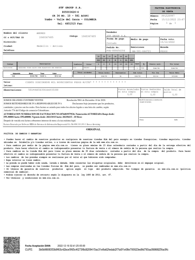 STF Group S.A.: 805003626-4 CR 34 NO. 10 - 581 ACOPI Yumbo - Valle Del ...