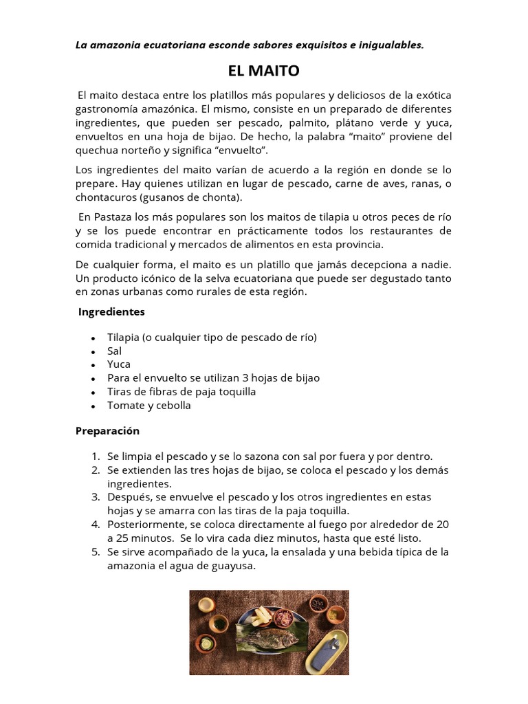 El maito: plato típico de la Amazonía | PDF