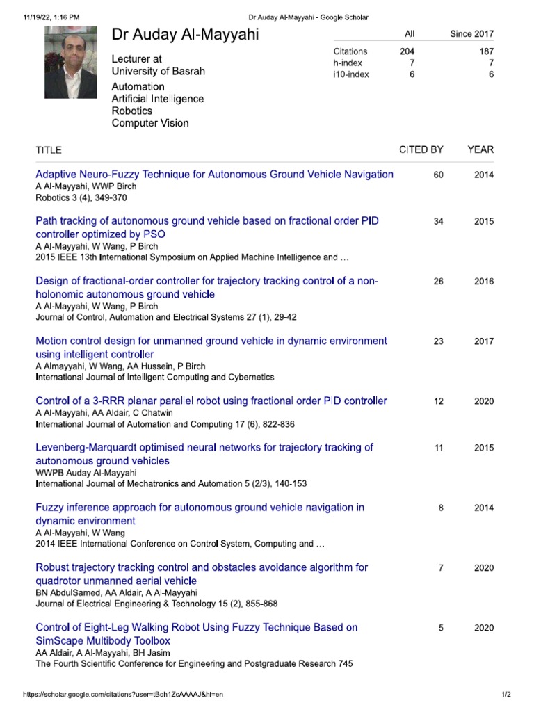 DR Auday Al-Mayyahi - Google Scholar | PDF