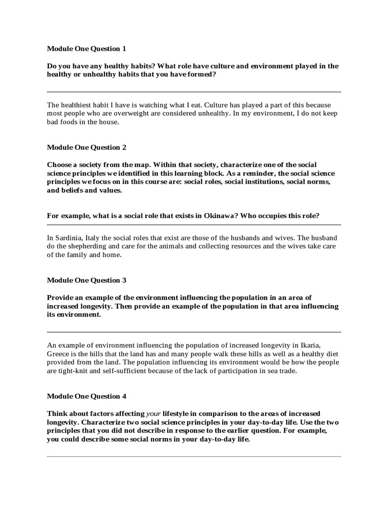 Module One Short Responses - Social Sciences | PDF