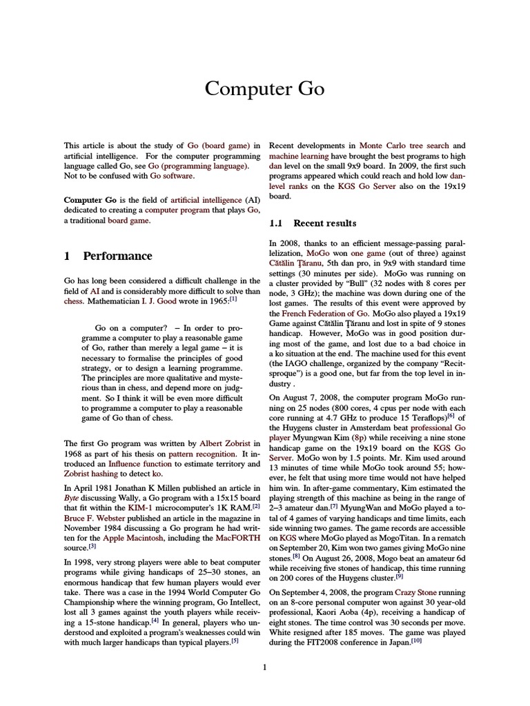 Computer Go | Download Free PDF | Computer Science | Computing