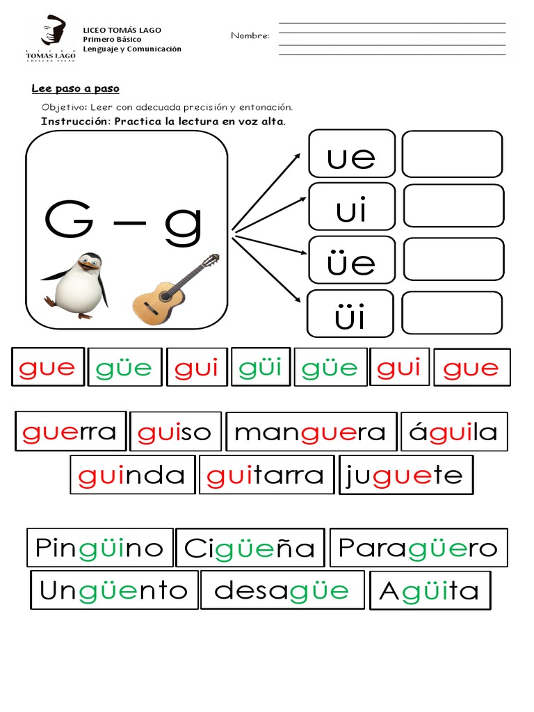 Actividades de Lectoescritura: Gue y Gui | PDF