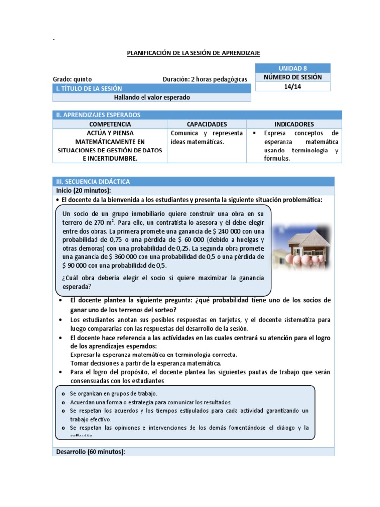 Mat5-U8-Sesion 14 | PDF | Valor esperado | Variable aleatoria