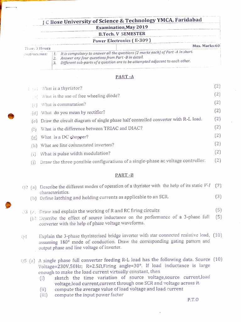 B.tech Power Electronics (E-309) | PDF | Power Inverter | Electrical ...