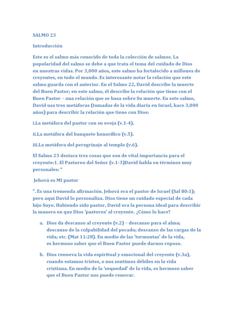 SALMO 23 Bosquejo | PDF | Salmos | Pecado