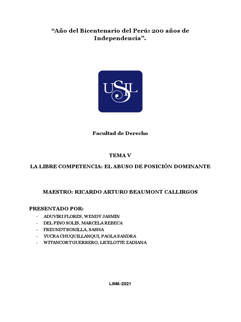 La Libre Competencia - El Abuso de Posición Dominante | PDF | Monopolio | Mercado (economía)