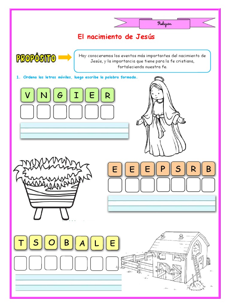 E11 S2 Ficha D5 Religión El Nacimiento de Jesus | PDF | Jesús