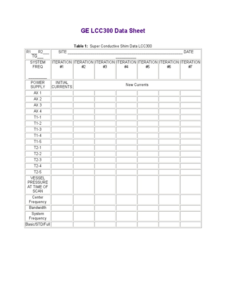 GE LCC300 Data Sheet Table | PDF
