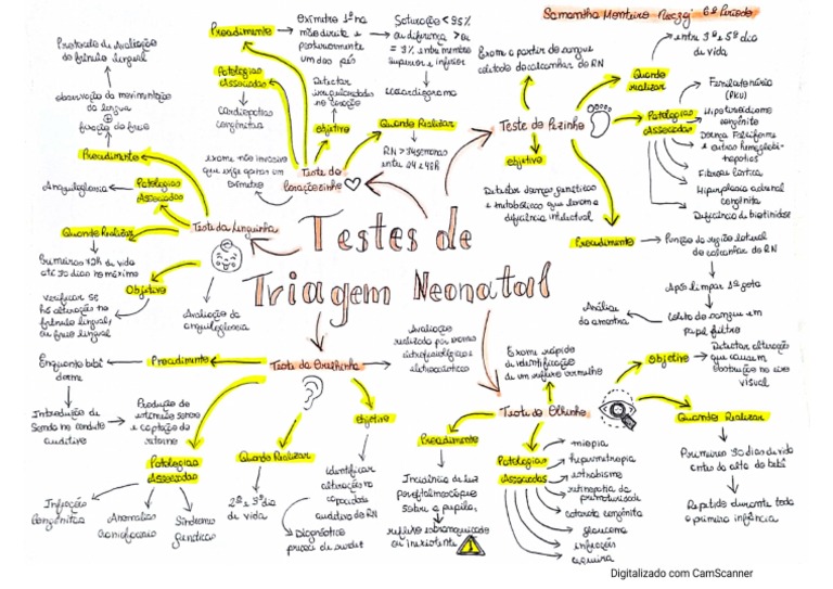 Mapa Mental Triagem Neonatal | PDF