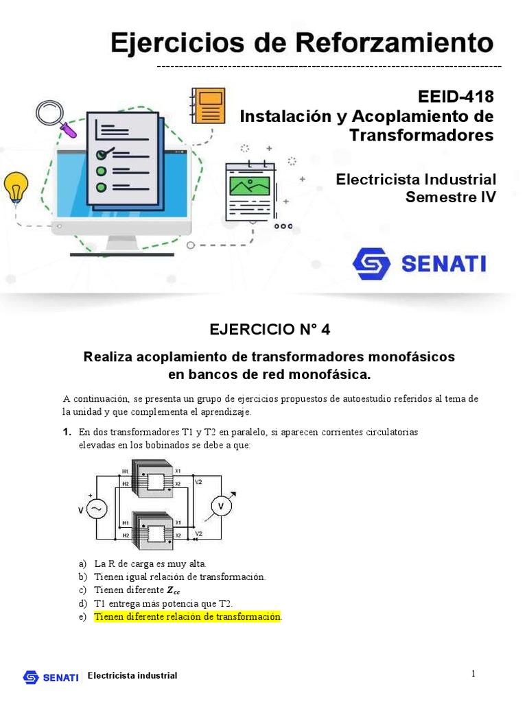 Instalación y acoplamiento de transformadores monofásicos | PDF | Transformador | Ciencia de los ...